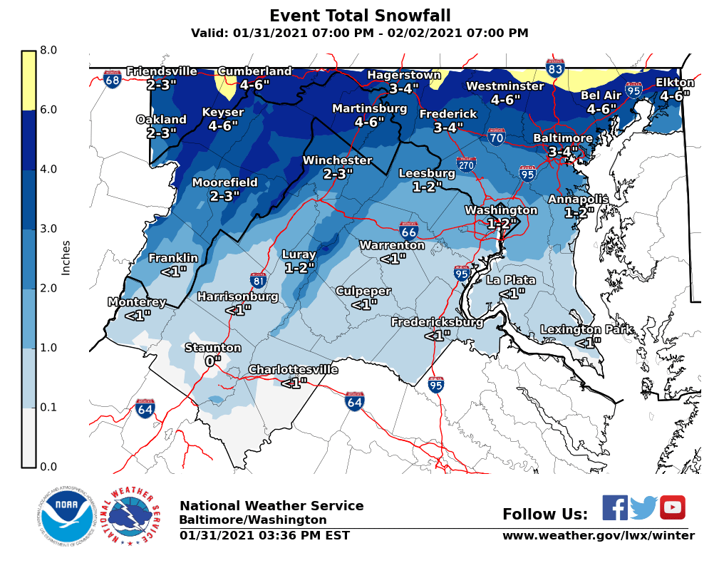 More snow and a little ice over the next day - Fredericksburg Free Press